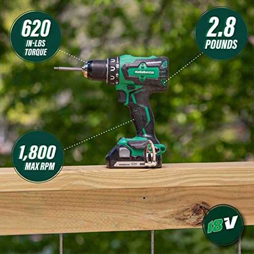 Metabo HPT 18V MultiVolt Cordless Drill/Driver Kit | Brushless Motor | 1/2-Inch Keyless Metal Chuck | Lifetime Tool Warranty | DS18DBFL2E