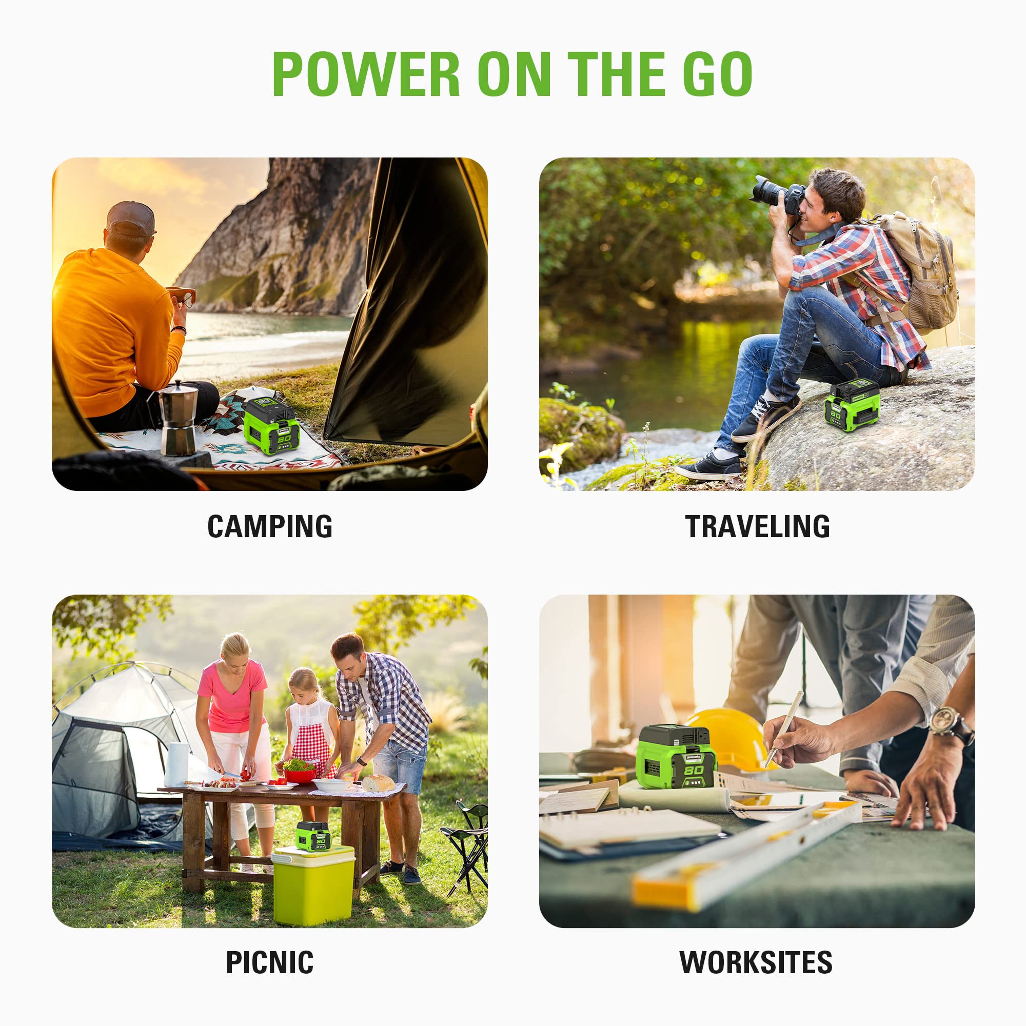 Greenworks Pro 80V (300 Watt) Power Inverter, 120V AC, for Charging Small Electronics, Smart Phones, Tablets, Small Televisions, Tool-Only, IV80A00