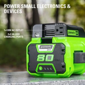 Greenworks Pro 80V (300 Watt) Power Inverter, 120V AC, for Charging Small Electronics, Smart Phones, Tablets, Small Televisions, Tool-Only, IV80A00