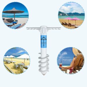 REFFU Heavy Duty Beach Umbrella Sand Anchor, Umbrella Holder Stand with 5 Spiral Screw Safe Stand for Strong Winds