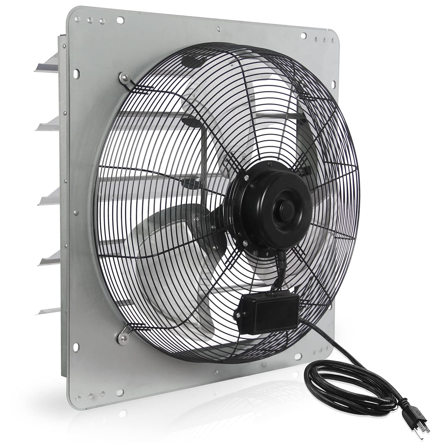 VENTISOL 20 Inch Shutter Exhaust Fan Wall Mounted, Aluminum with 1.65 Meters Power Cord Kit,High Speed 3500CFM, Ventilation fan for Garage,Greenhouse,Attic,Shed,Shop，Black