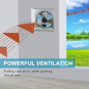 VENTISOL 20 Inch Shutter Exhaust Fan Wall Mounted, Aluminum with 1.65 Meters Power Cord Kit,High Speed 3500CFM, Ventilation fan for Garage,Greenhouse,Attic,Shed,Shop，Black