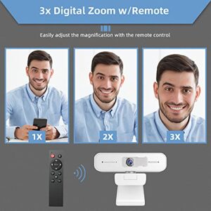 NexiGo Zoom Certified, N940P 2K Zoomable Webcam with Remote and Software Controls | Sony Starvis Sensor | 1080P@ 60FPS | 3X Zoom in | Dual Stereo Microphone, for Zoom/Skype/Teams/Webex (White)