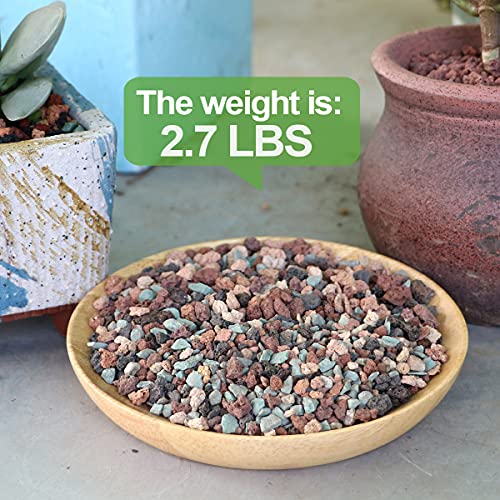 2.7lb Horticultural Lava Rocks Bonsai Succulent Cactus Potting Soil Mix Planter Drainage Volcanic Stones Air Plant Terrarium Pumice Tiny Gravel Pebbles for Vase Fillers, Fairy Gardening,Top Dressing