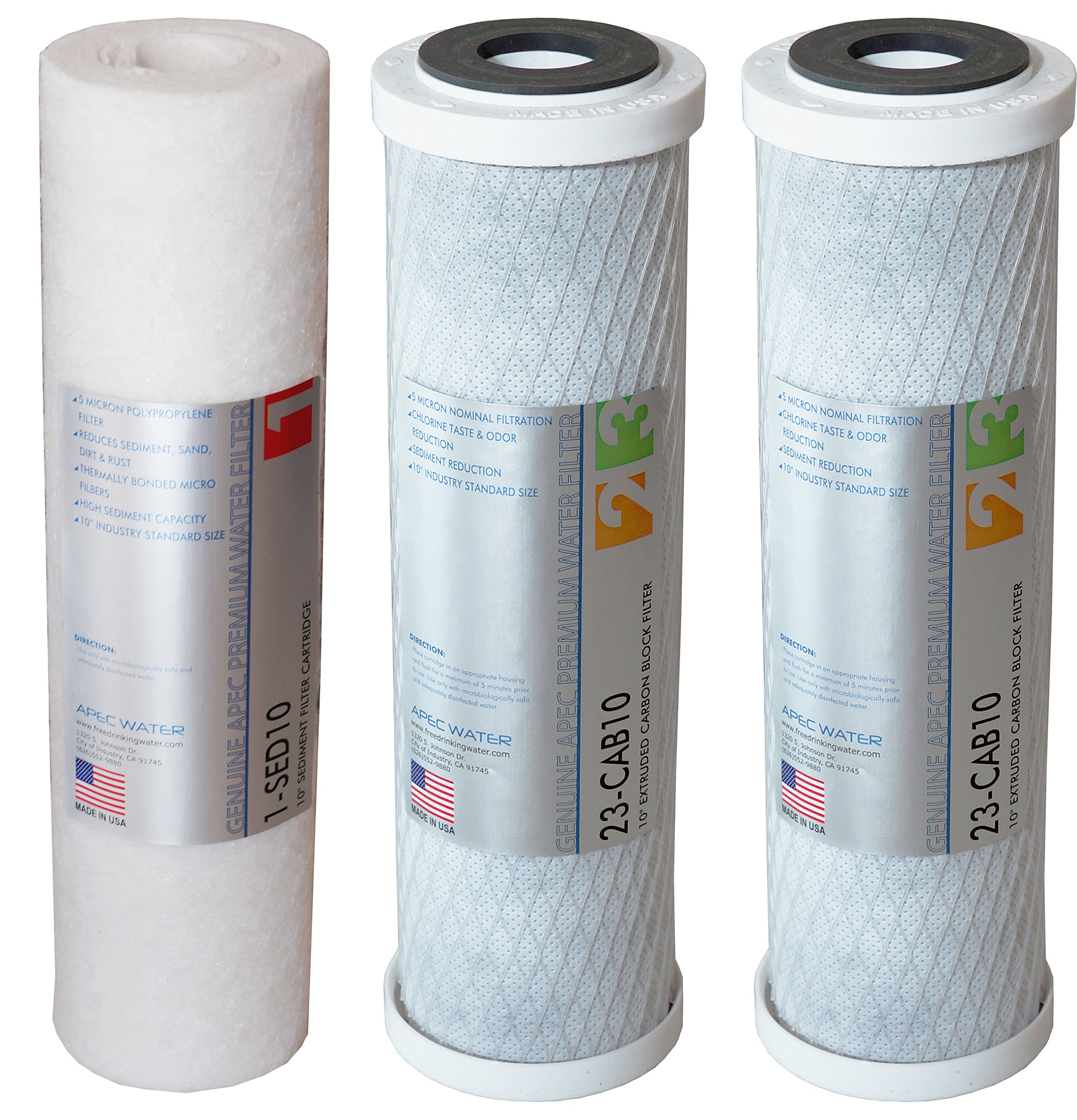 APEC Water ULTIMATE Series Replacement Filter Set for RO Systems + APEC Inline Carbon Filter