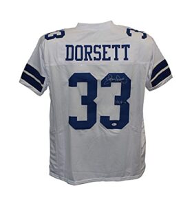 tony dorsett autographed/signed pro style white xl jersey hof bas