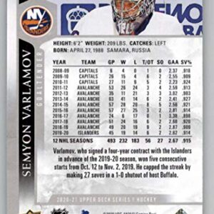 2020-21 Upper Deck #119 Semyon Varlamov New York Islanders NHL Hockey Trading Card