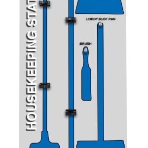 5S Housekeeping Shadow Board Broom Station Gray/Blue (with Broom Kit)