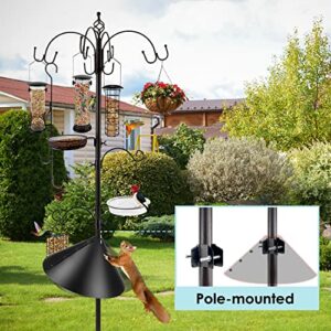 Bird Feeding Station Kit Bird Feeder Pole Wild Bird Feeder Hanging Kit with Suet Cage Bird Bath Mesh Tray Fruit Hook Double W Hook for Attracting Wild Birds and Planter Hanger Lights