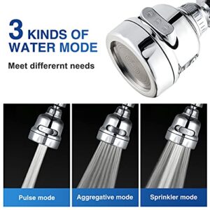 Faucet Sprayer Attachment, 360 Degree Rotating Faucet Aerator Accessories, 3 Mode Adjustable Kitchen Sink Tap Head Water Saving Extend Nozzle Chrome Plated,(Pack of 2)