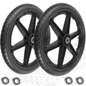 20x1.95" flat free wheels compatible with rubbermaid wheelbarrow wheels, 20" flat free tires with 5/8" bearing & 3/4" bearing replacement for rubbermaid cart wheels/big wheel utility carts-2pcs