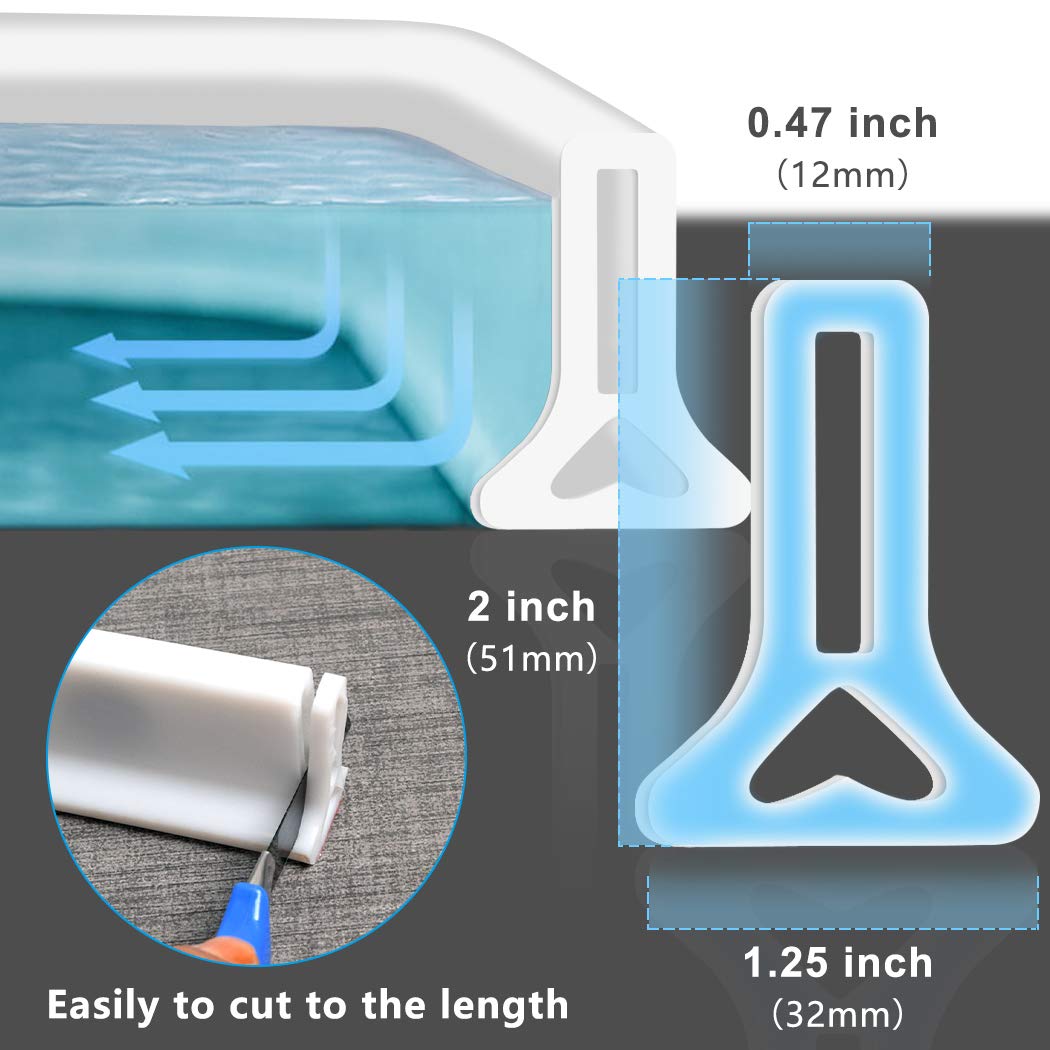 122 Inch Shower Threshold Water Dam Collapsible Bath Shower Barrier Water Stopper Retention System Dry and Wet Separation for Bathroom Kitchen and More (10ft)