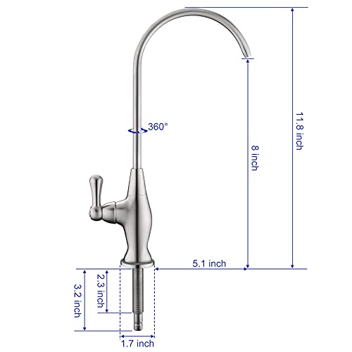 Kablle Drinking Water Faucet, Reverse Osmosis Faucet, Water Filtration Faucet, Drinking Water Purifier Faucet,Brushed Nickel, B08