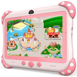 Kids Tablet 7 inch Tablet for Kids Wifi Kids Tablets 32G Android 10 Dual Camera Educational Games Parental Control, Toddler Tablet with Kids Software Pre-Installed Kid-Proof YouTube Netflix (Pink)