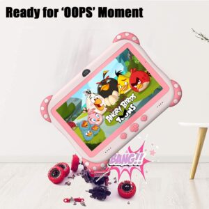 Kids Tablet 7 inch Tablet for Kids Wifi Kids Tablets 32G Android 10 Dual Camera Educational Games Parental Control, Toddler Tablet with Kids Software Pre-Installed Kid-Proof YouTube Netflix (Pink)