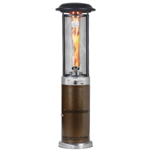 bali outdoors patio heater floor-standing propane commercial patio heater outdoor 36,000 btus gas cylinder heater glass tube wheels stainless steel base round reflector shield bronze