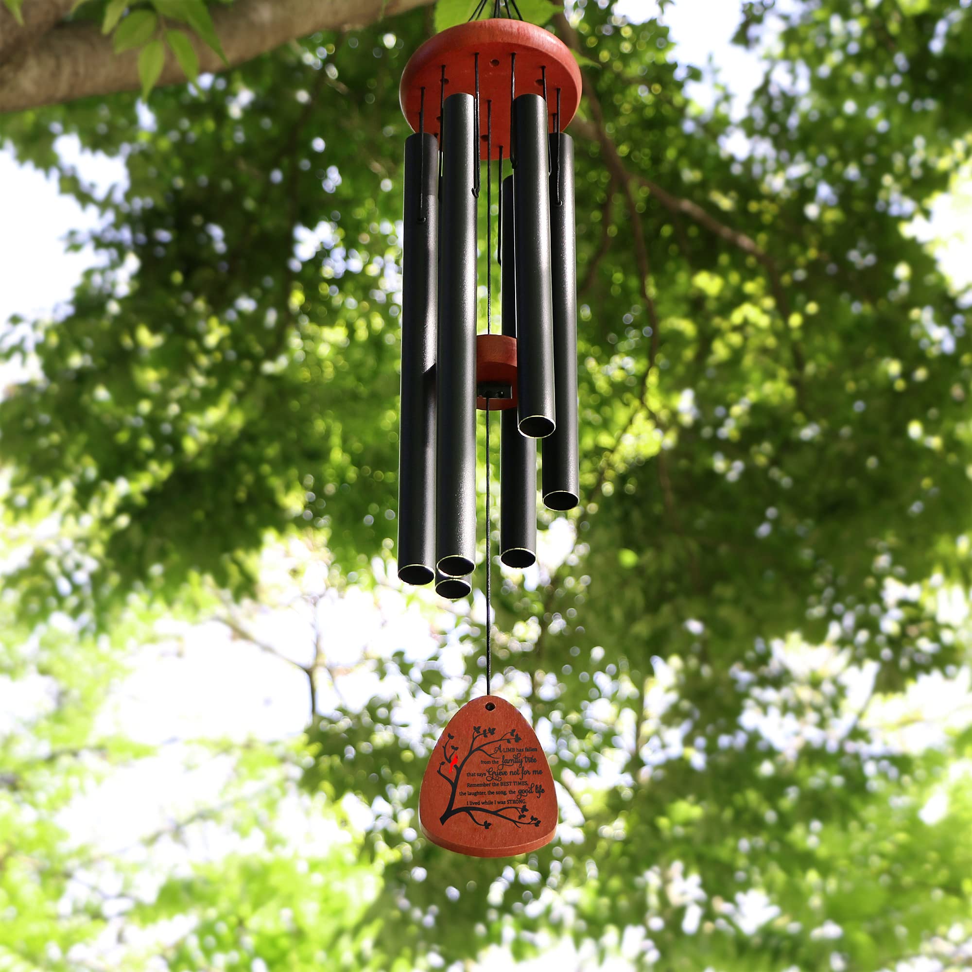 Cardinal Memorial Wind Chimes for Loss of Loved One Sympathy Gifts Beech Wood Rememberance Windchimes in Memory of Loved One Father Mother A Limb has Fallen from The Family Tree