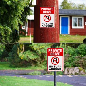 Private Drive Sign, No Turn Around Sign, Driveway Signs No Turnaround,14x10 In, Reflective,Rustfree Aluminum, Weather/Fade Resistant, Easy Mounting, Indoor/Outdoor Use