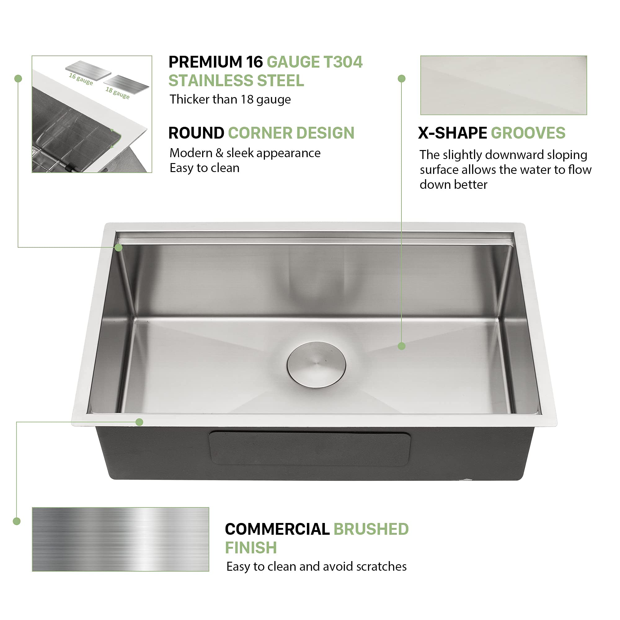 32 Undermount Kitchen Sink - Beslend 32x19 Inch Undermount Sink Ledge Workstation Kitchen Sink Stainless Steel 16 Gauge 10 Inch Deep Single Bowl Kitchen Sink with Accessories