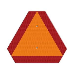 slow moving vehicle sign triangle sign with reflector, farm triangle safety sign, smv sign, 14 x16 engineering grade reflective aluminum golf cart accessories, up to 7 years outdoor (orange)