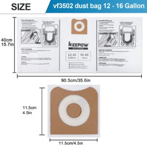 iKEEPOW VF3502 Shop Vac Bags Compatible with Ridgid Wet Dry Vacuum, 12-16 Gallon Bags, Replacement Fiter Bags Accessions, 23743 VF3502 High Efficiency Dust Bags (9 Pack)