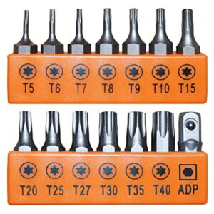 14-piece tamper-proof torx bit set, s2 alloy steel t5-t40 security tamper resistant star bits. alworkkit gifts for men