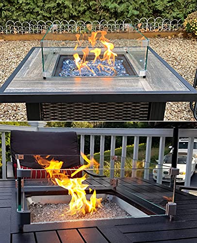 NUPICK Fire Pit Wind Guard, 19 inch Square Wind Guard for 28-32 inch Fire Pit Table, 5/16 Inch Thickness Clear Tempered Glass