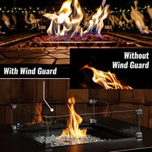 NUPICK Fire Pit Wind Guard, 19 inch Square Wind Guard for 28-32 inch Fire Pit Table, 5/16 Inch Thickness Clear Tempered Glass