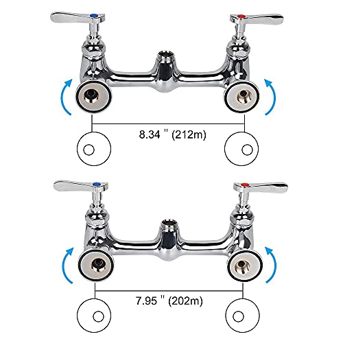 TCEUMIK Commercial Kitchen Sink Faucet with Pre-Rinse Sprayer 8'' Center 36'' Height with 12'' Swivel Spout Adjustable Wall-Mount Faucet for 2 or 3 Industrial Restaurant Compartment Utility Sinks