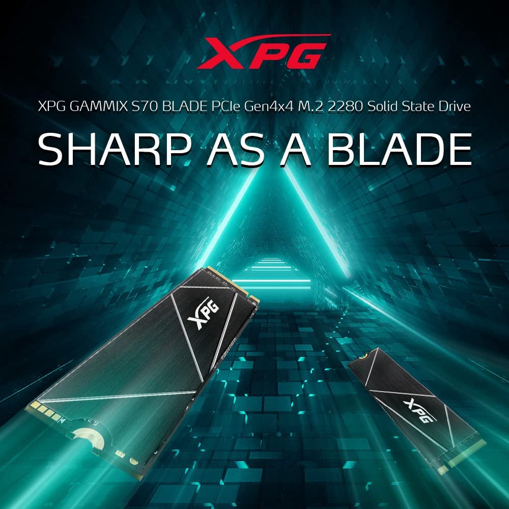 XPG 1TB GAMMIX S70 Blade - Works with Playstation 5, PCIe Gen4 M.2 2280 Internal Gaming SSD Up to 7,400 MB/s (AGAMMIXS70B-1T-CS)