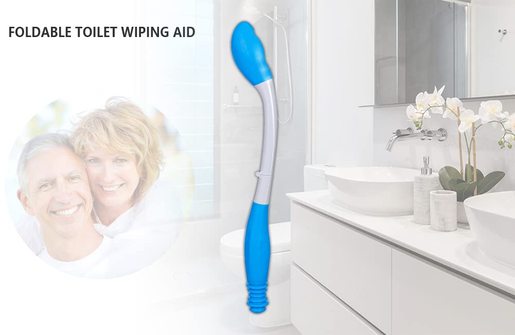 Foldable Long Reach Comfort Wiper - Bottom Wiping Aid - Butt Wiper Self Wipe Assist Toilet Aids Wand - Ideal Daily Living Bathroom Aid for Limited Mobility