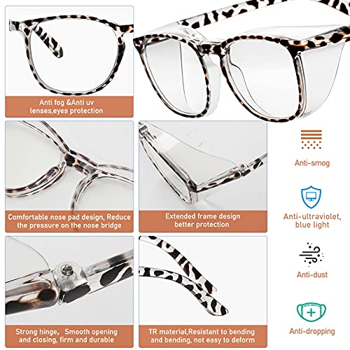 FORITOAST Safety Glasses for Women Men, Cute Stylish Anti Blue Ray,Fog,Dust Safety Goggles with Packaging Box Include Glasses Accessories Ideal for Men Women (Dark Brown)