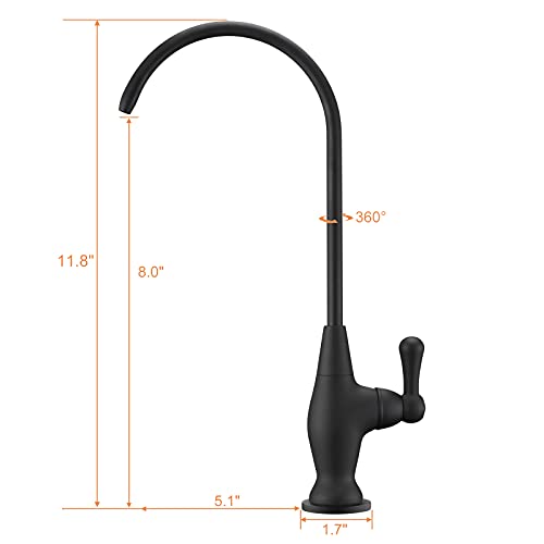 RULIA, Drinking Water Faucet,Water Filtration Faucet,Drinking Water Purifier Faucet, Kitchen Water Filter Faucet, Matte Black, Stainless Steel, RB1033