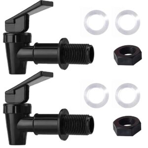 bpa free plastic water spigot, replacement cooler water faucet for household water bucket, water cooler filtration systems water pitcher (2 black)