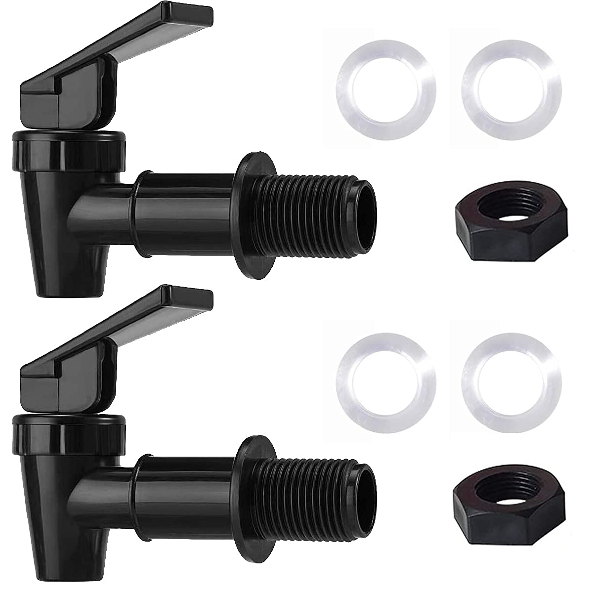 BPA Free Plastic Water Spigot, Replacement Cooler Water Faucet for Household Water Bucket, Water Cooler Filtration Systems Water Pitcher (2 Black)