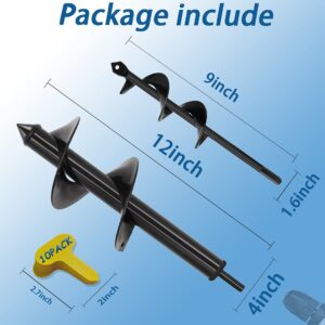 SORANGEUN Auger Drill Bit for Planting - 4 x 12inch &1.6 x 9 inch Set - Garden Auger for Holes, Bulb Planter Auger for Cordless Drill - 3/8 Inch Hex Drive Drill