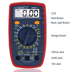 AstroAI 33D DC Current Digital Multimeter and New TRMS 2000 Counts AC/DC Current Voltage Resistance Capacitance Continuity Meter