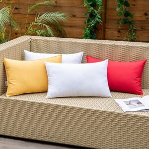 EMEMA 1 Piece Outdoor Pillow Inserts Waterproof Throw Pillow Premium Fluffy Decorative Cushion Rectangle Inner Soft for Patio Furniture Garden Sleeping Bed Couch Sofa Bedroom 12x20 Inch 30x50 cm