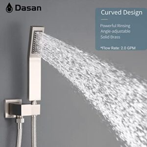 DASAN Tub Shower Faucets Sets Complete Brushed Nickel Bathtub Shower System with Tub Spout, Bathtub Faucet Set Tub and Shower Faucet Combo Trim Kit with Rough-in Valve, DA-SS03BN-S10W