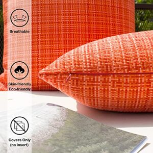 Kevin Textile Pack of 2 Decorative Outdoor Waterproof Fall Throw Pillow Covers Autumn Decorative Lumbar Pillowcases Modern Cushion Cases for Patio Couch Bench 12 x 20 Inch Orange