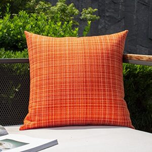 Kevin Textile Pack of 2 Decorative Outdoor Waterproof Fall Throw Pillow Covers Stripe Square Pillowcases Autumn Decorative Modern Cushion Cases for Patio Couch Bench 18 x 18 Inch Orange