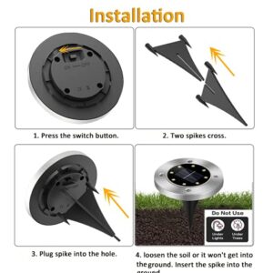 KAQ - Upgraded Solar Ground Lights, Super Bright Outdoor Garden in-Ground Lights, Waterproof Solar Garden Lights, Landscape Lights for Yard, Pathway, Lawn, Patio, Deck, Walkway (Cool White 8PK)