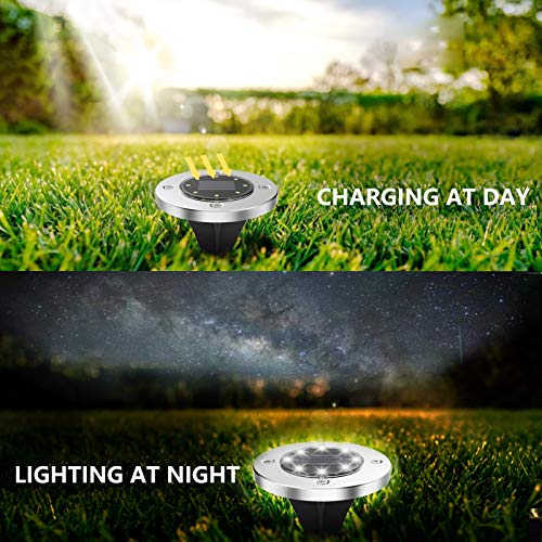 KAQ - Upgraded Solar Ground Lights, Super Bright Outdoor Garden in-Ground Lights, Waterproof Solar Garden Lights, Landscape Lights for Yard, Pathway, Lawn, Patio, Deck, Walkway (Cool White 8PK)