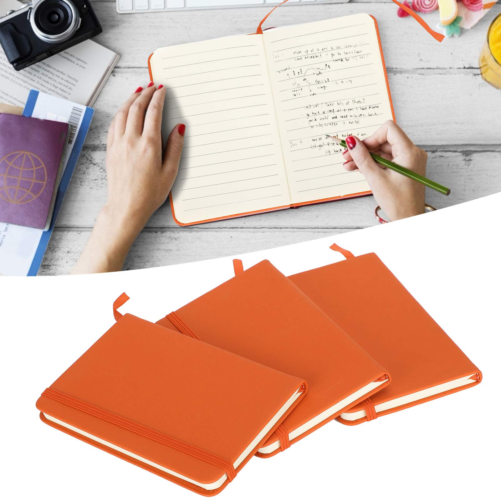 VINGVO Notebook, Eye Protection Hardcover Notepad Environmentally Friendly Ink Paper for Diary for Gratitude Diary for Writing for Office Notes(Orange)