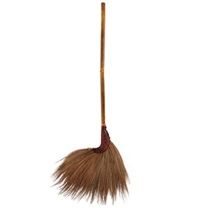 asian straw broom thai natural kong grass broom bamboo uca handle for sweeping garbage dust (kong grass)