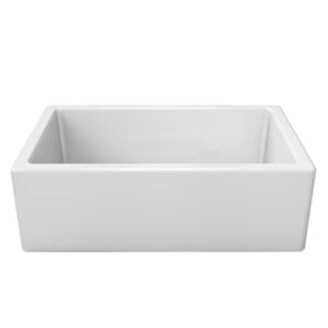 PIRALLA 30 inches Fireclay Farmhouse Kitchen Sink, White, FM03018001