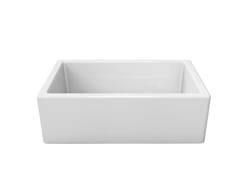 PIRALLA 30 inches Fireclay Farmhouse Kitchen Sink, White, FM03018001