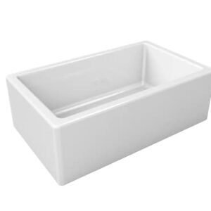 PIRALLA 30 inches Fireclay Farmhouse Kitchen Sink, White, FM03018001