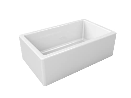 PIRALLA 30 inches Fireclay Farmhouse Kitchen Sink, White, FM03018001