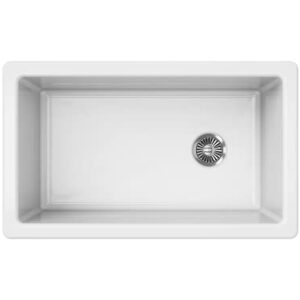 PIRALLA 30 inches Fireclay Farmhouse Kitchen Sink, White, FM03018001